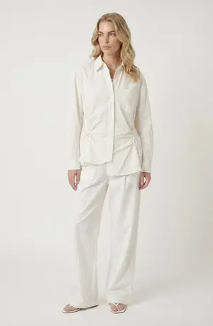 MODENAIRE Side Drawstring Detail Button-up Shirt