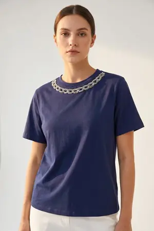 EXQUISE Harmony Crewneck T-shirt - Navy