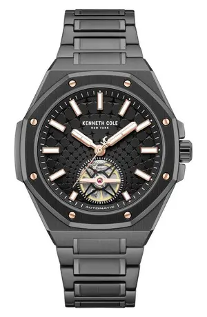 KENNETH COLE Kenneth Cole New York Benson Automatic Bracelet Watch Black