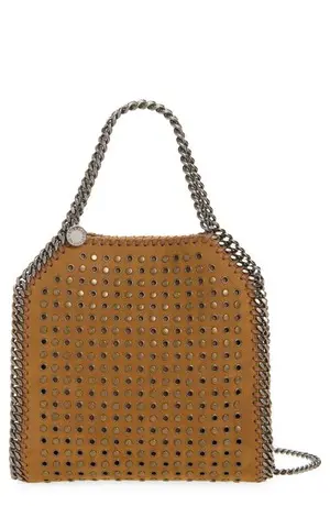 Stella McCartney Mini Falabella Studded Faux Suede Tote - Brandy