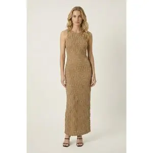 MODENAIRE Round Neck Bodycon Dress - Coffee
