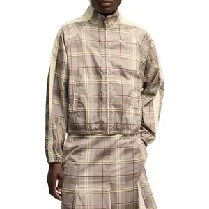 PUMA T7 Relaxed Tartan Woven Track Jacket - Mouse Gray