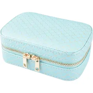 EMMA RAE Faux Leather Mermaid Scale Jewelry Case - Blue