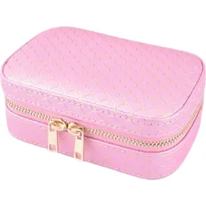 EMMA RAE Faux Leather Mermaid Scale Jewelry Case - Pink