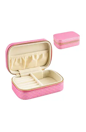 EMMA RAE Faux Leather Mermaid Scale Jewelry Case - Pink