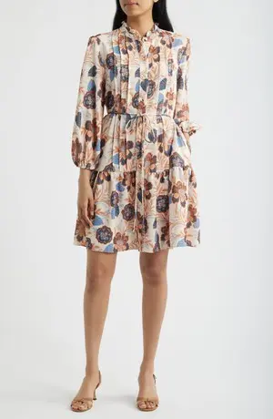 Julia Jordan Floral Ruffle Neck Shirtdress