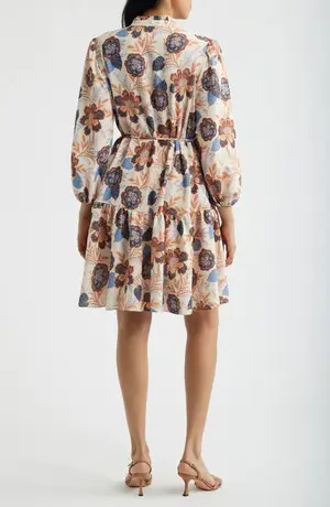 Julia Jordan Floral Ruffle Neck Shirtdress