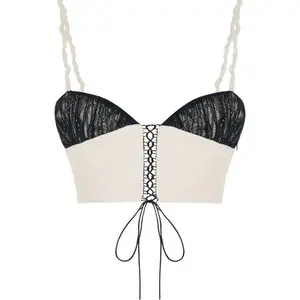 PCFG The Party Edit Lace Panel Contrast Bra - Beige