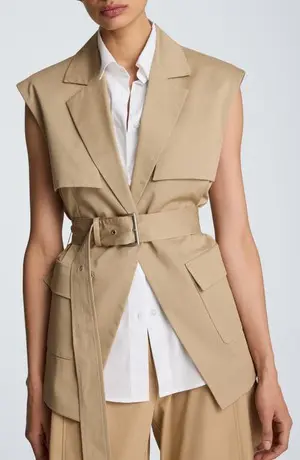 KENNETH COLE Belted Vest With Storm Flaps - Farro