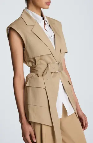 KENNETH COLE Belted Vest With Storm Flaps