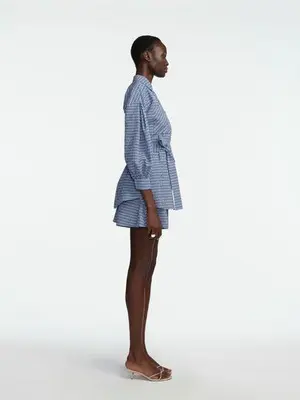 Lela Rose Checked Seersucker Button Down Shirt