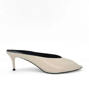 AMIE RAFA Audrey Ii Peeptoe Leather Mule - Bone