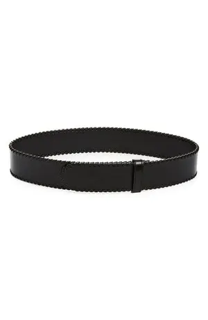 Khaite Theo Whipstitched Leather Belt - Black