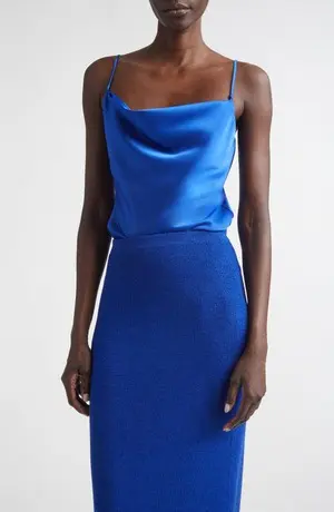 St. John Monroe Liquid Satin Camisole Top - Cobalt