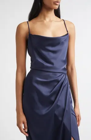 St. John Monroe Liquid Satin Camisole Top - Midnight