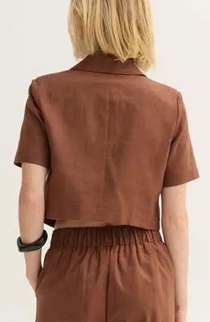 CRESCENT Cropped Linen Blend Blazer
