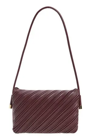 Victoria Beckham Dorian Ruched Leather Clutch - Burgundy