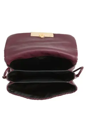 Victoria Beckham Dorian Ruched Leather Clutch - Burgundy