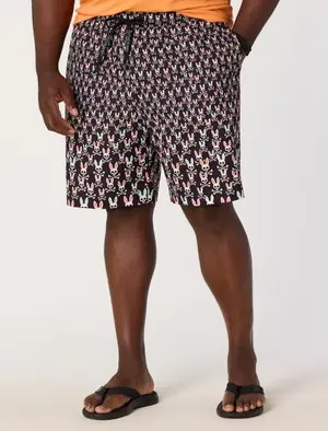 Psycho Bunny Big & Tall Byron Allover Swim Trunks - Black