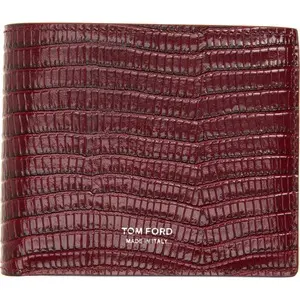 TOM FORD Lizard Embossed T-line Classic Bifold Wallet - Rap Ruby Red