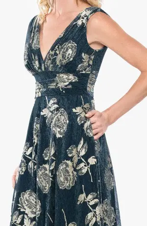 Betsy & Adam Rose Crinkle Gown