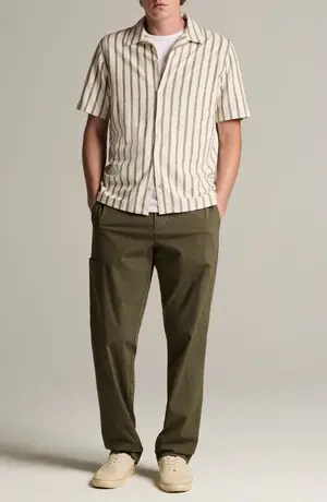 Vince Stripe Terry Cabana Stripe Button-up Shirt - Smock White Combo