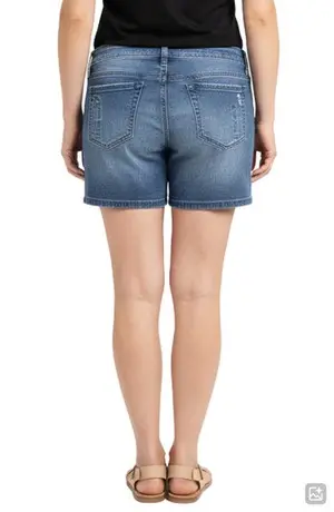 SLINK JEANS Distressed Side Vent Denim Shorts