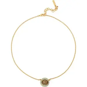 Kurt Geiger Eagle Pave Dome Pendant Necklace - Green