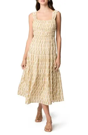 Paige Kinney Tiered Cotton Midi Dress - Bone Multi