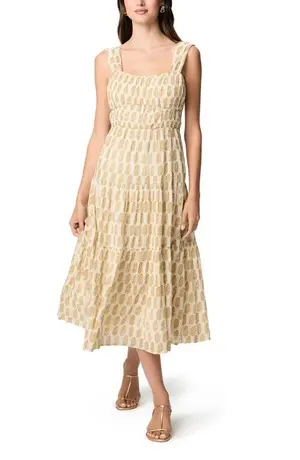 Paige Kinney Tiered Midi Dress - Bone Multi