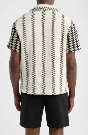 REISS Dain Chevron Stripe Knit Camp Shirt