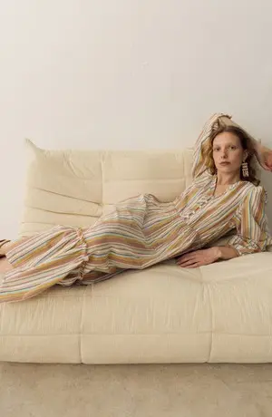 PER UNA BY M&S Stripe Long Sleeve Maxi Dress