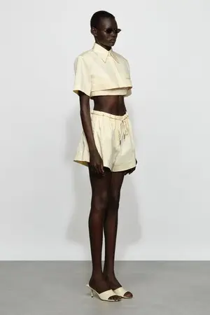 ET OCHS Calvin Cropped Shirt With Built-in Bralette