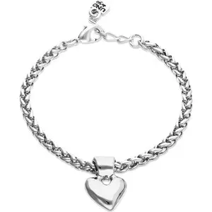 UNODE50 Chain Bracelet With Sterling Plated Heart Detail - Silver