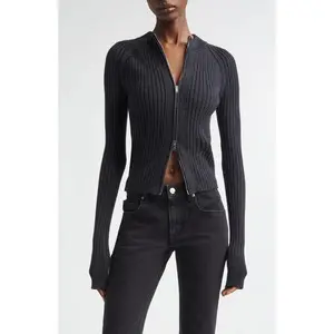 Isabel Marant Étoile Vice Merino Wool Blend Zip Cardigan - Anthracite