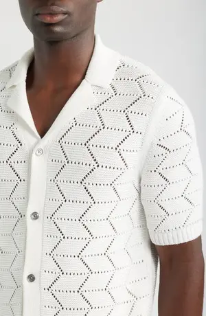 REISS Dalkeith Open Knit Camp Shirt