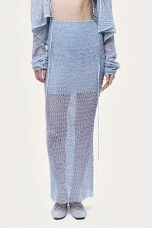 NOCTURNE Mesh Detail Maxi Skirt - Blue