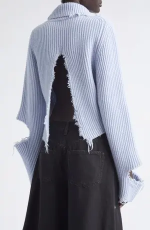 HAIKURE Lover Destroyed Rib Merino Wool Turtleneck Sweater