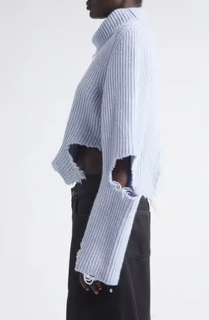 HAIKURE Lover Destroyed Rib Merino Wool Turtleneck Sweater