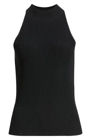DL1961 Mock Neck Ribbed Top - Black