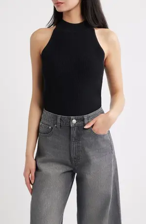 DL1961 DL1961 Mock Neck Ribbed Sleeveless Top