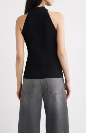DL1961 Ribbed Mock Neck Sleeveless Top