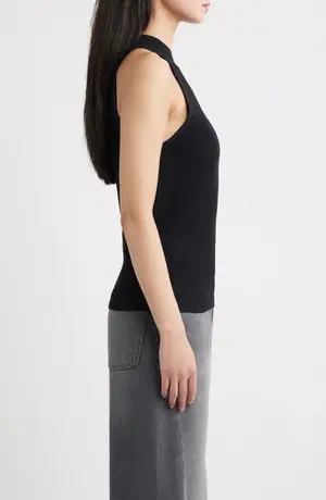 DL1961 Ribbed Mock Neck Sleeveless Top