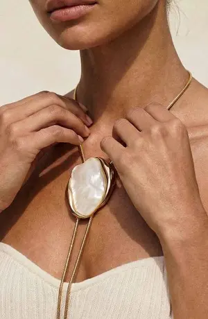 Ettika Sculptural Stone Slider Bolo Necklace