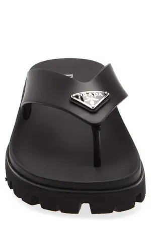 Prada Lug Sole Flip Flops - Nero