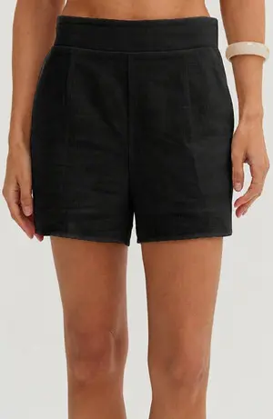 CRESCENT Easy Wear Linen Blend Shorts Black