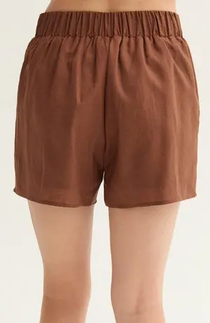 CRESCENT Easy Wear Linen Blend Shorts - Brown