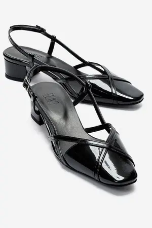PROLOGUE SHOES Olena Block Heel Slingback Pump Black
