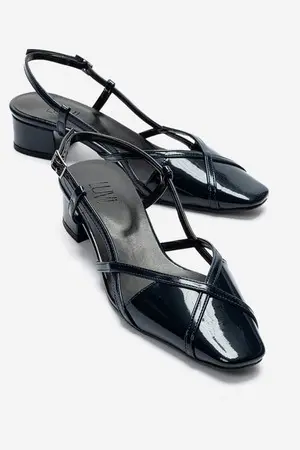 PROLOGUE SHOES Olena Block Heel Slingback Pump Navy