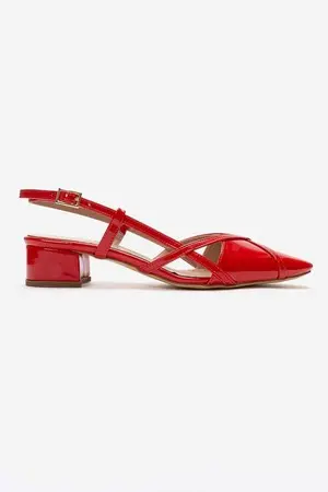 PROLOGUE SHOES Olena Block Heel Slingback Pump - Red